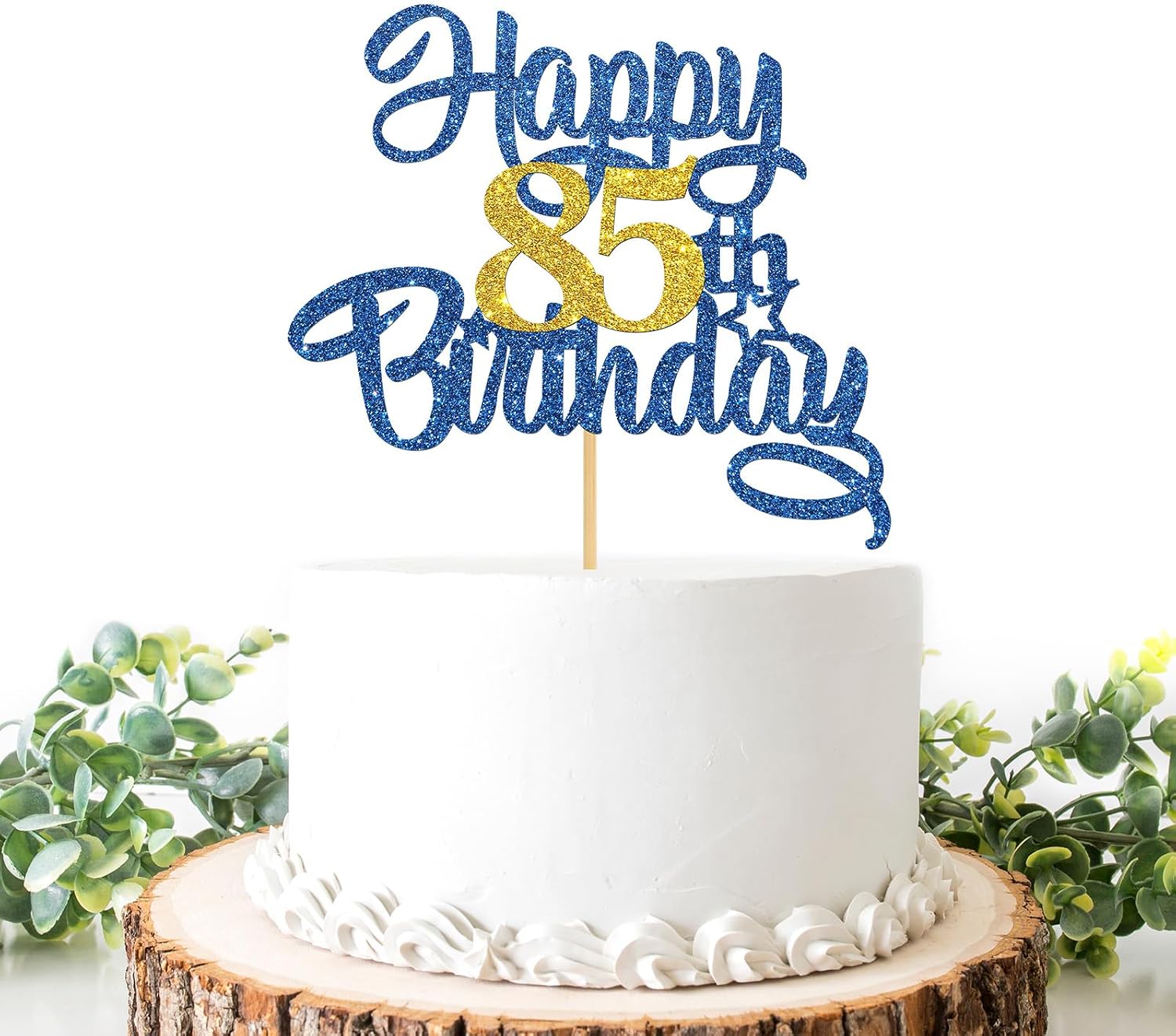 Amazon.com: Happy 85th Birthday Cake Topper,Blue Glitter 85th Cake ...