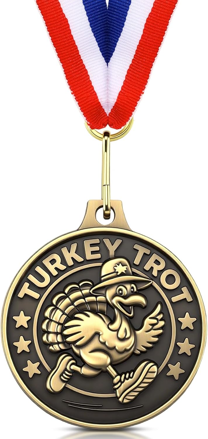 Kigeli Turkey Trot Medals 2'' Thanksgiving Turkey Medals Turkeys Gold ...