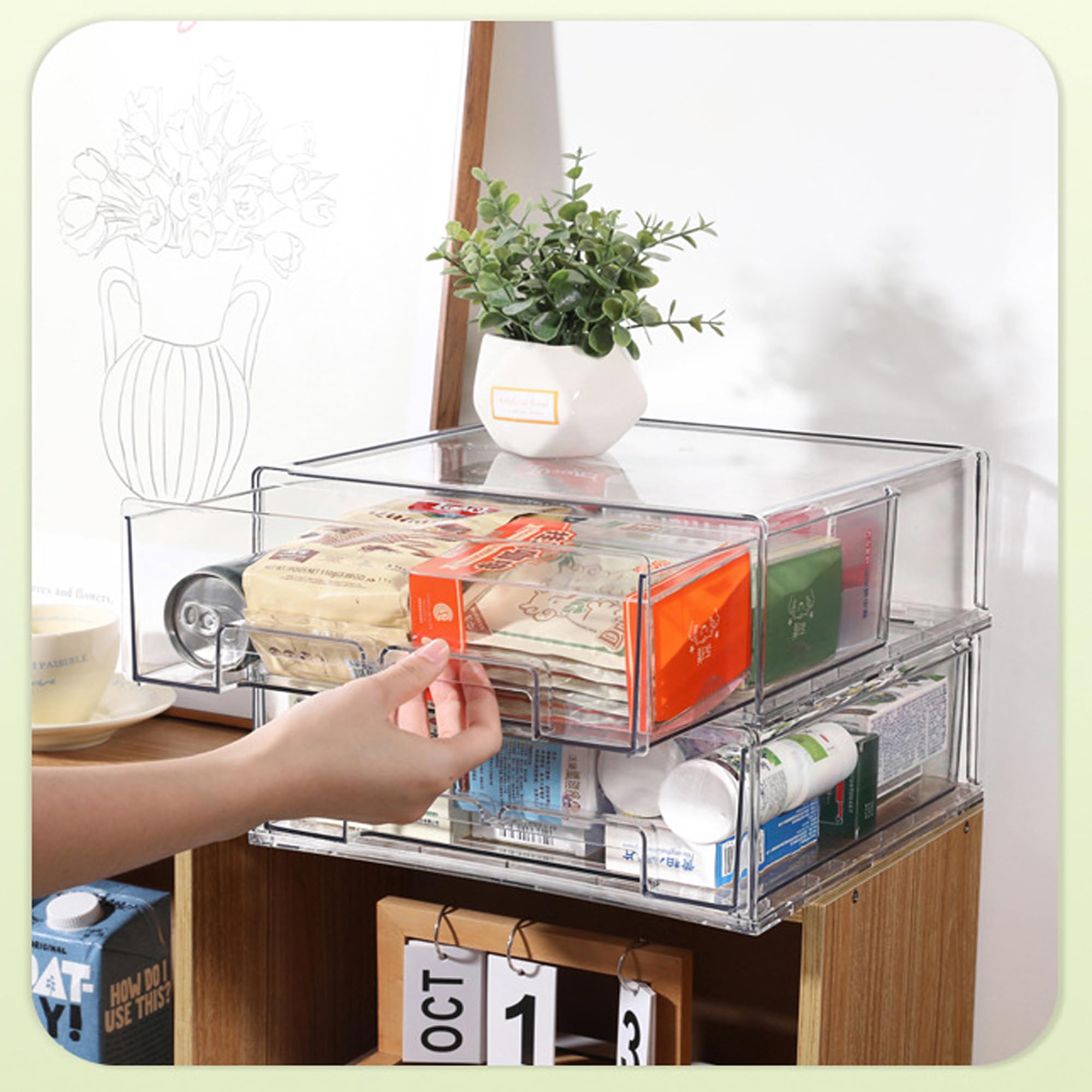 Snapklik.com : Stackable Storage Drawers, Clear Drawers Bins