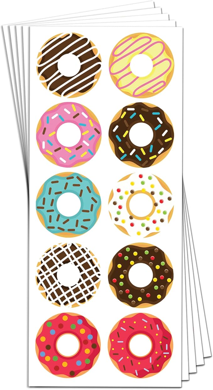 Amazon.com: 40 Sheets - Donut Stickers for Party Favors - 400 Stickers ...
