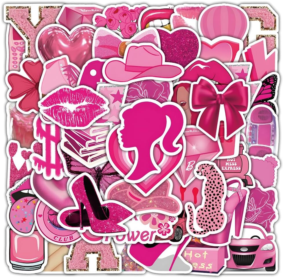 Amazon.com: 104 PCS Popular Movie Star BB Pink Stickers, Aesthetic ...