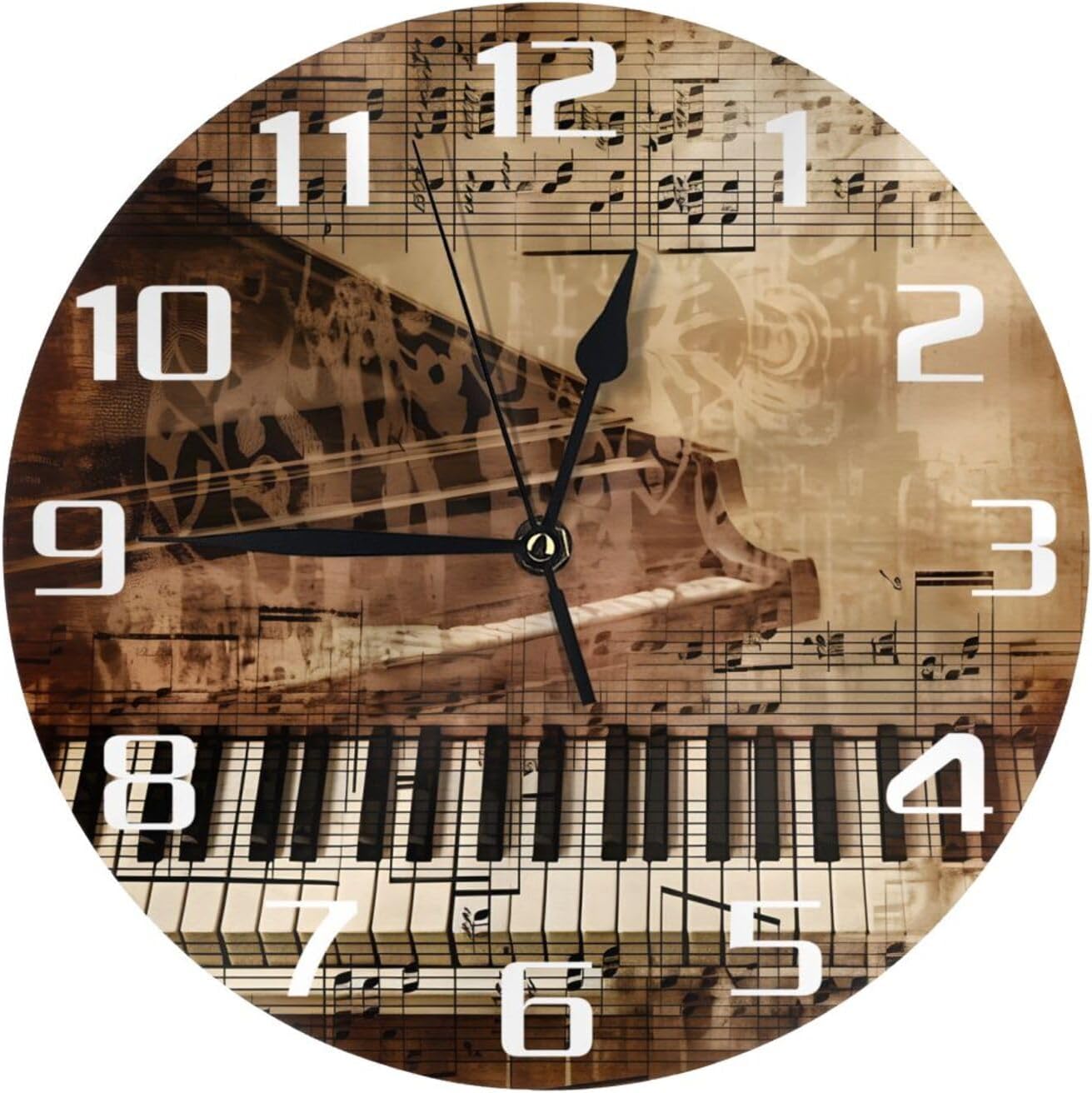 Amazon.com: Tangopi Vintage Piano Key Wall Clock 10 Inch Silent Non ...