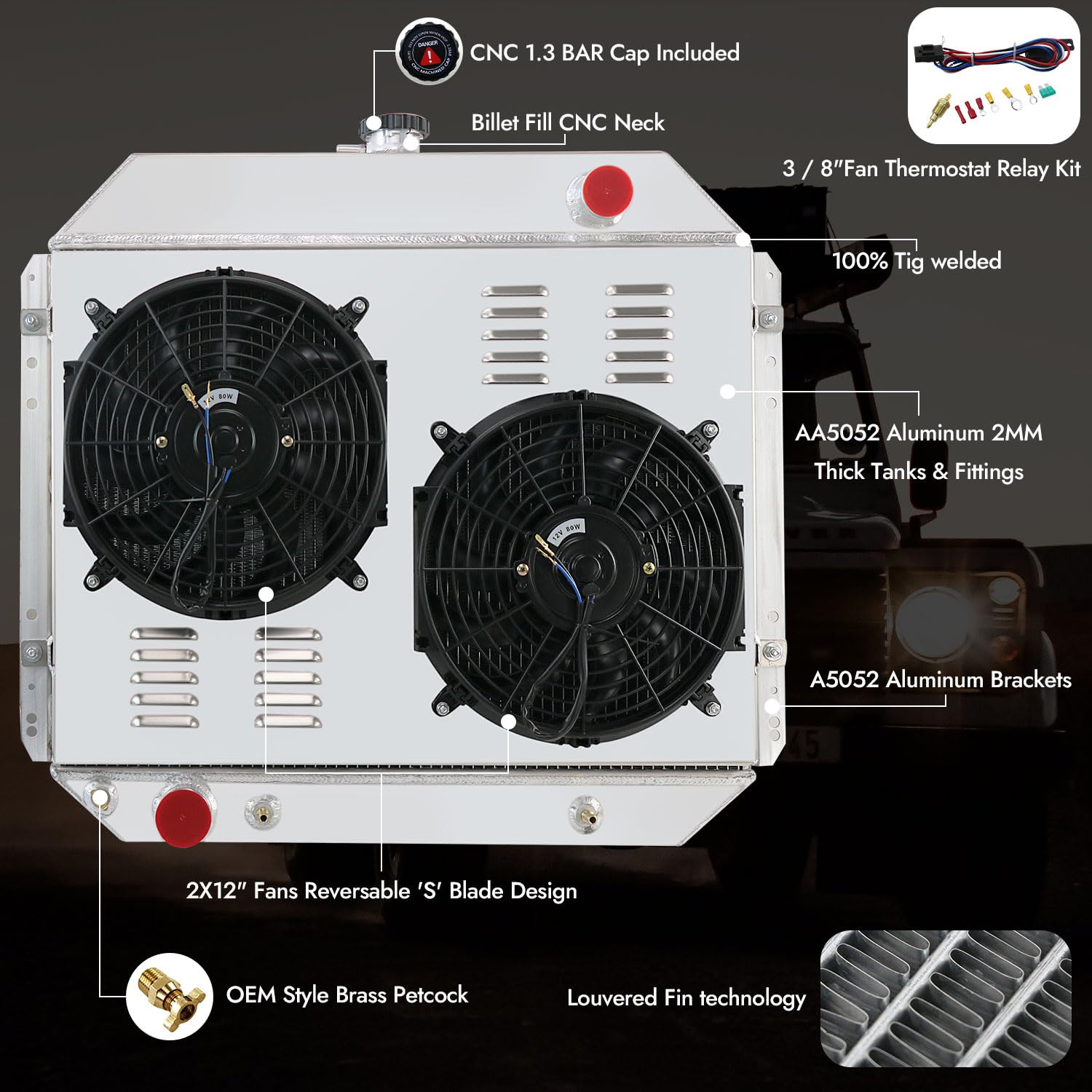 Snapklik.com : CU433 4 Row Aluminum Radiator For 1966-1979 Ford F100 ...