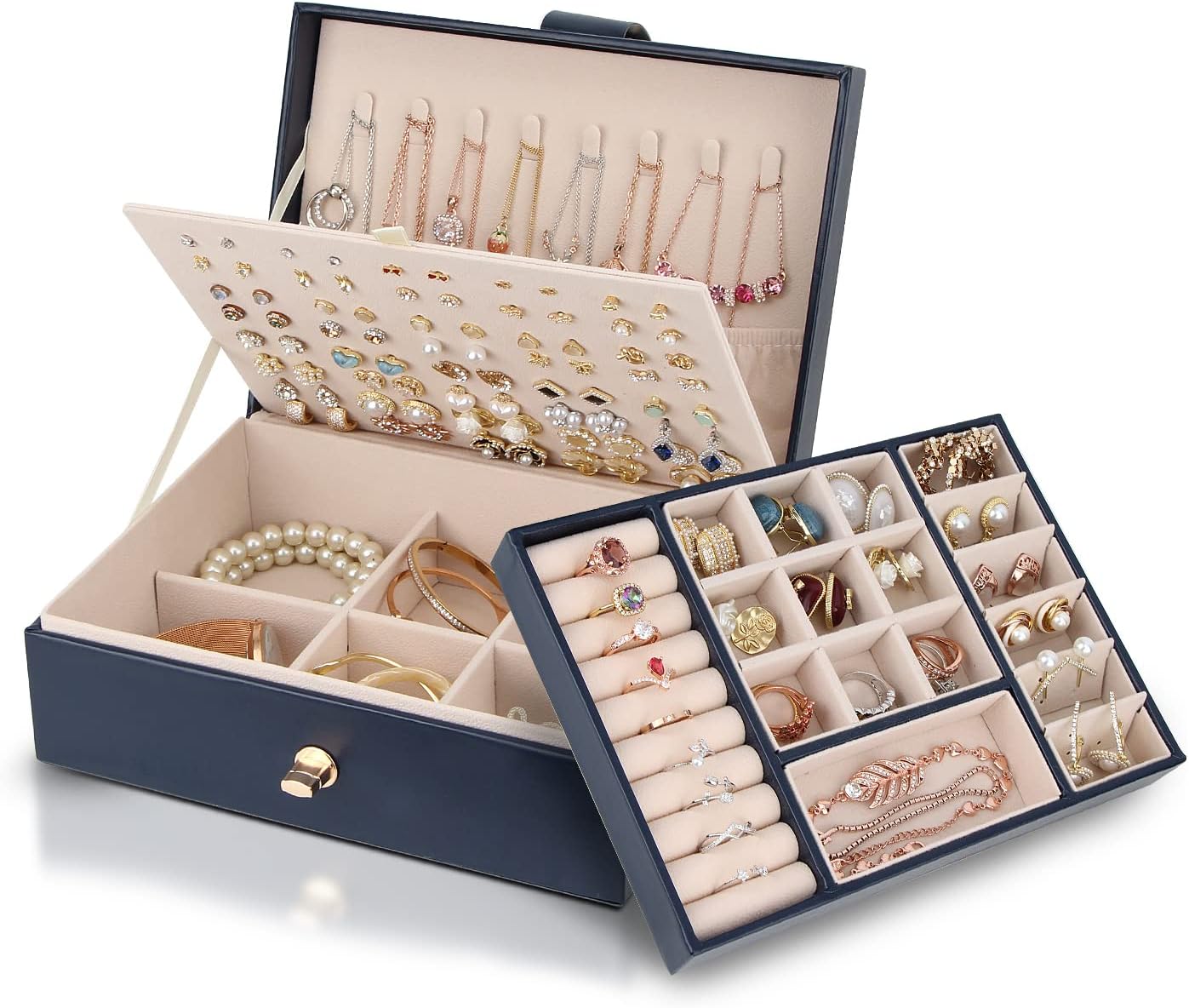YONZONE Jewellery Box Organiser for Necklace Earrings Bracelets Rings ...
