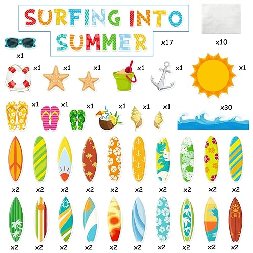 Snapklik.com : 110Pcs Summer Surfboard Surfing Bulletin Board Cutouts ...