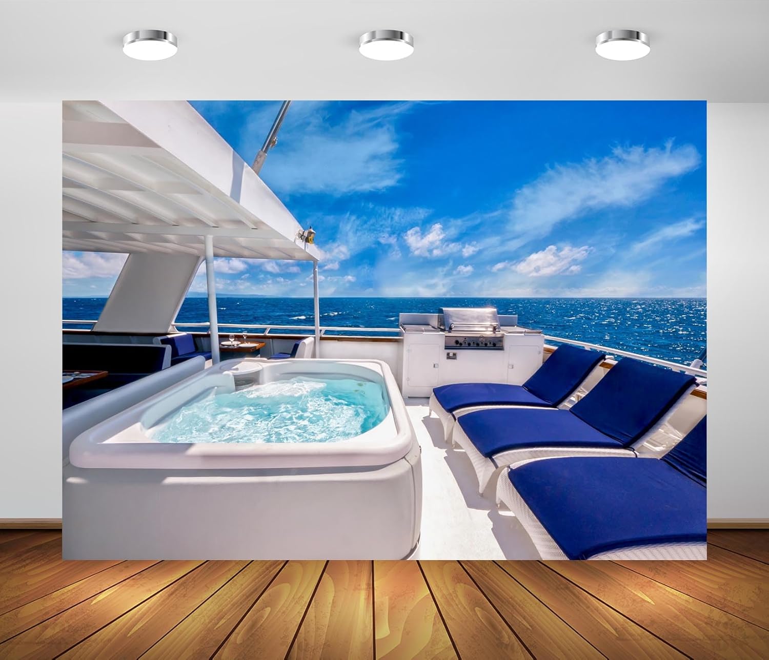 Amazon.com : BELECO 5x4ft Fabric Luxury Motor Yacht Backdrop Cruise ...