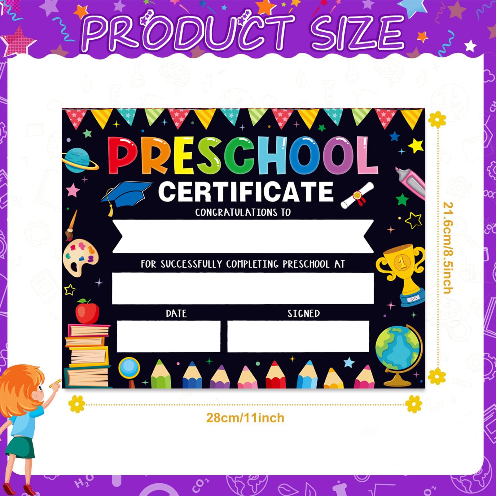 Snapklik.com : 30 Pieces Preschool Graduate Certificates Colourful ...
