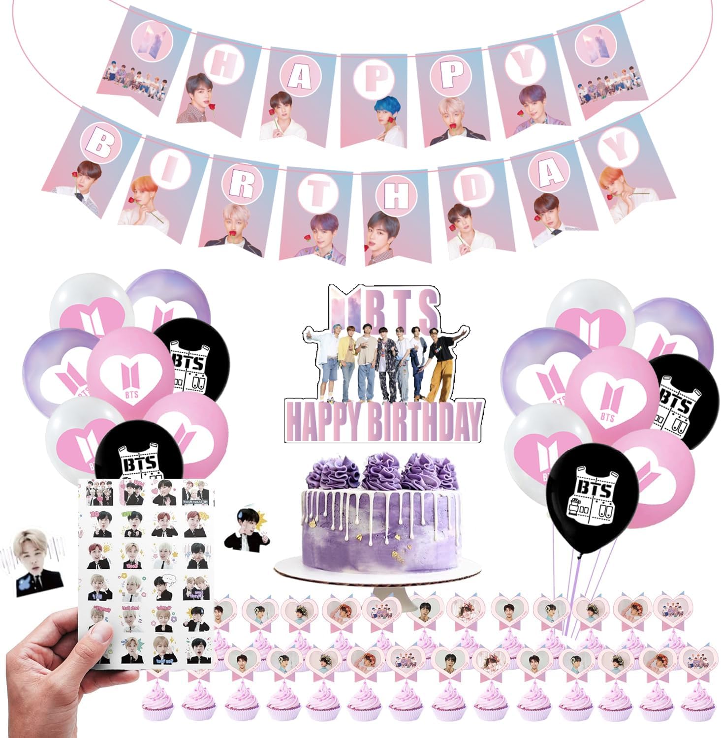 Amazon.com: 40Pcs BTS Birthday Party Decoration Include Napkins+Plates ...