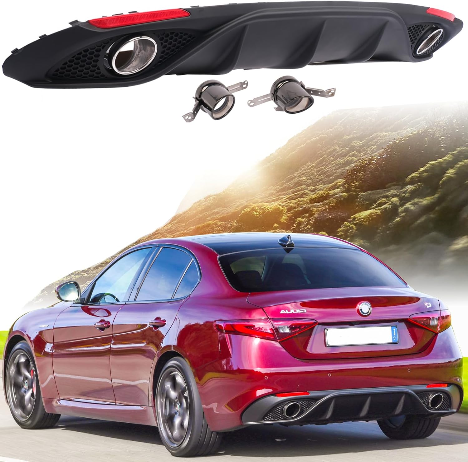 Amazon.com: ISHARINGAUTOPARTS Rear Bumper Lip Diffuser Spoiler For 2017- Alfa Romeo Giulia Matt ...