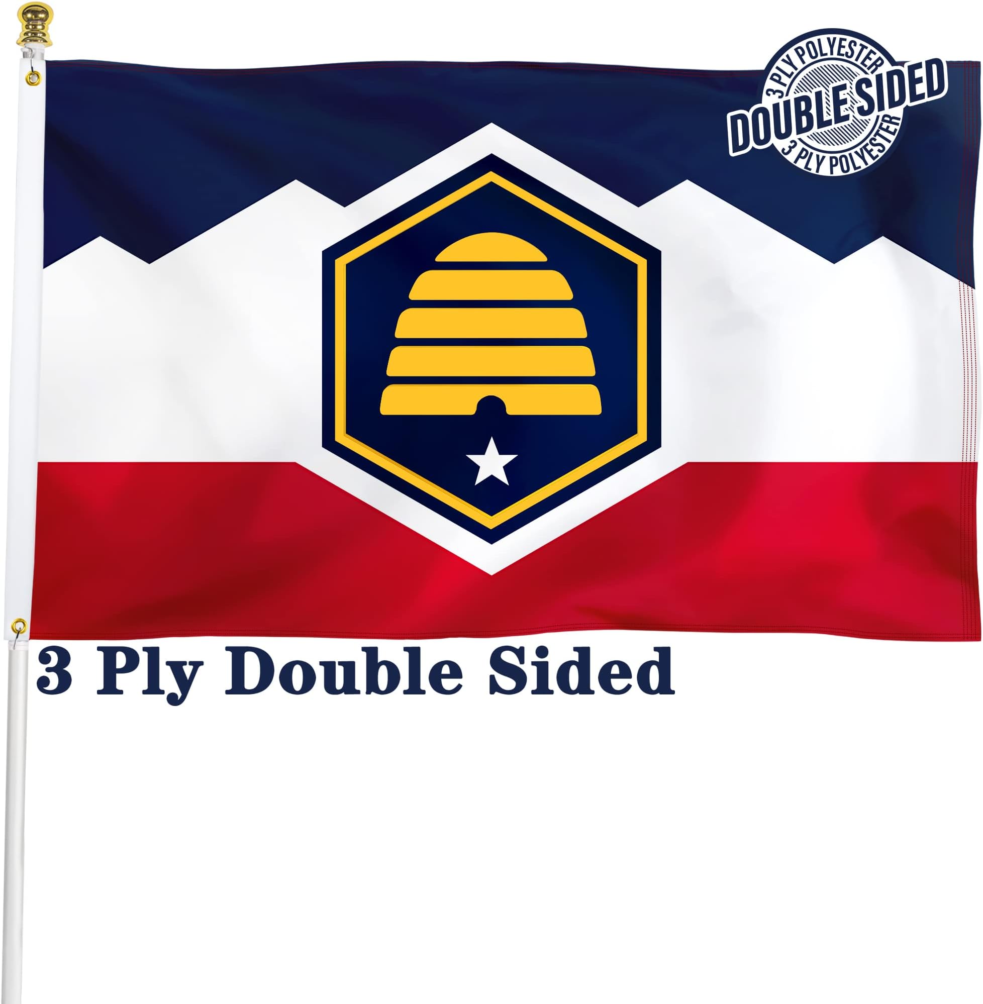 Amazon.com : XIFAN Double Sided New Utah State Flag 3x5 ft, Heavy Duty ...