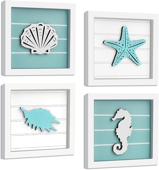 Amazon.com: DETENE 4 Pcs Summer Coastal Wall Decor Ocean Beach Themed ...