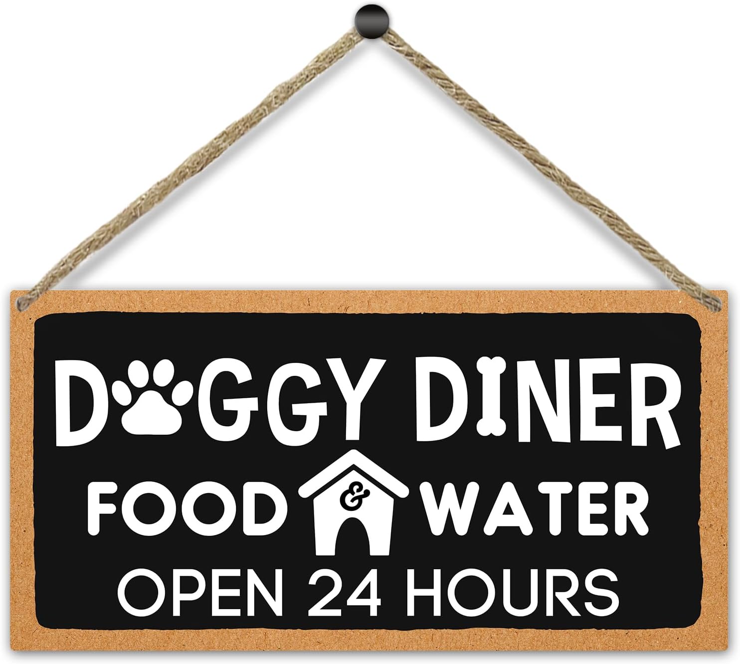 Amazon.com: Rustic Hanging Wood Sign For Puppy Home, Doggy Dinner Food ...