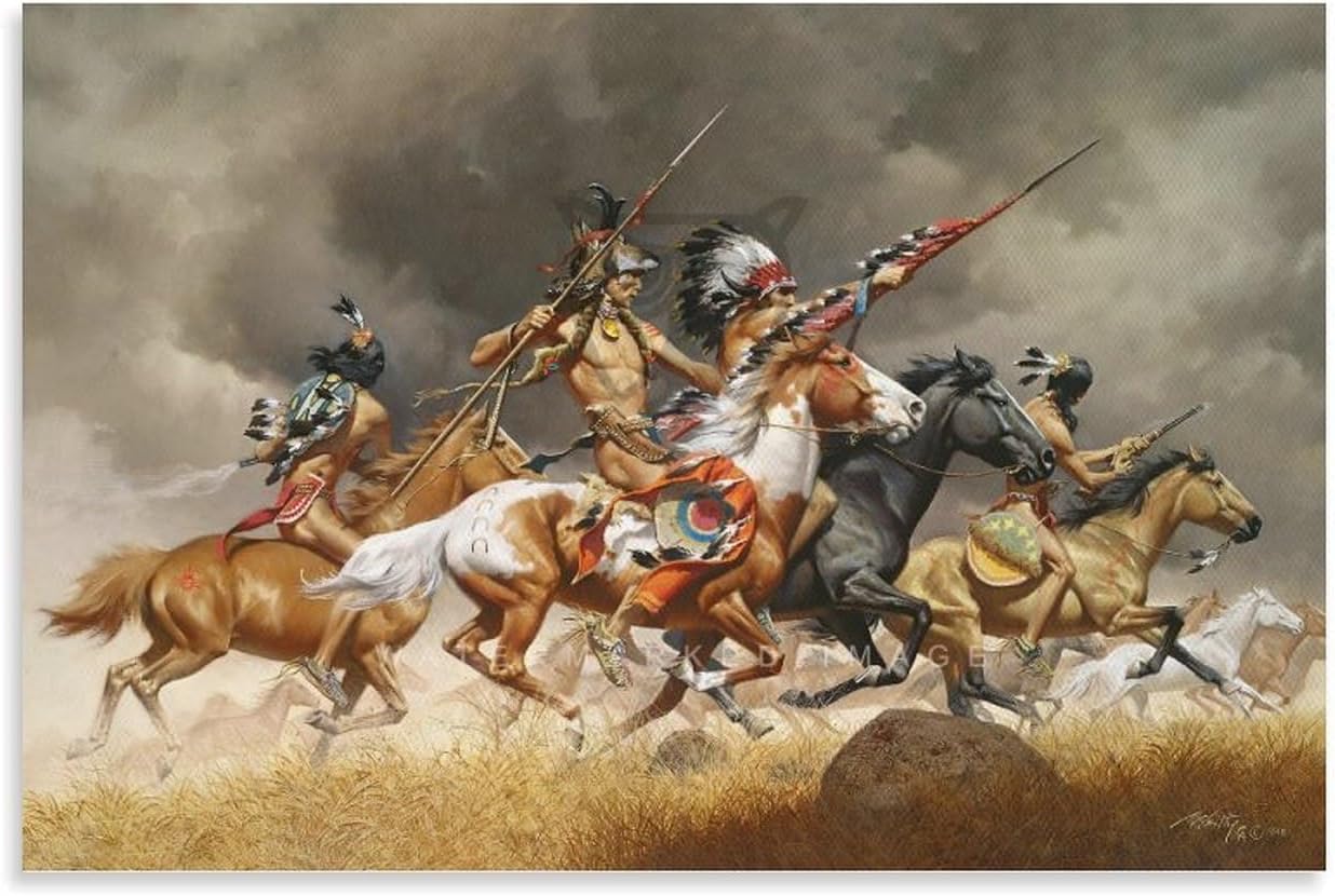 Amazon.com: Western Art Native American Wild Riding Poster Print ...