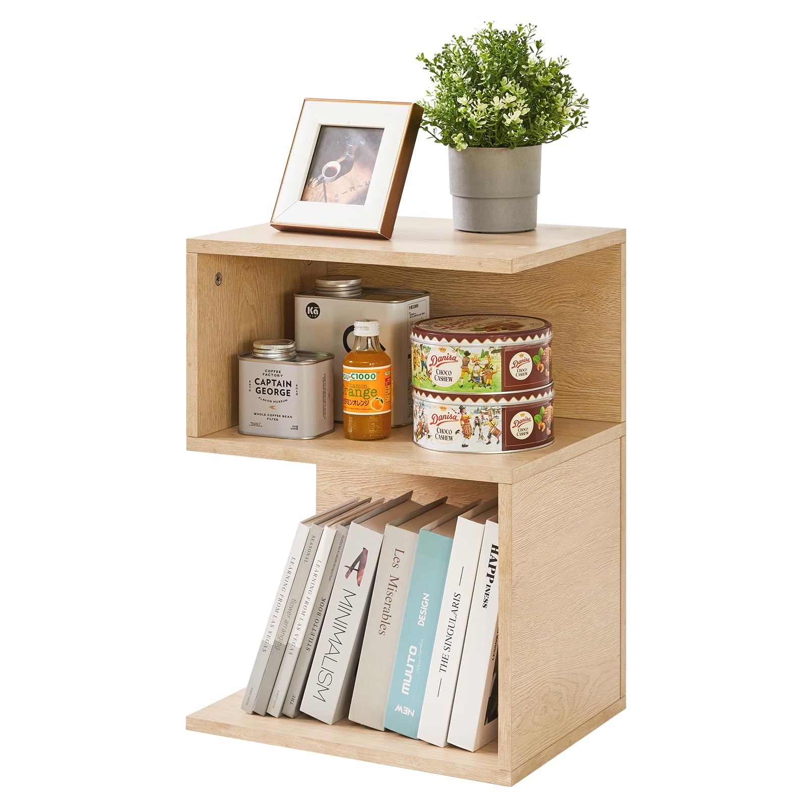 Amazon.com: IBUYKE Wood Nightstand, Minimalist 3-Tier Bedside Table ...