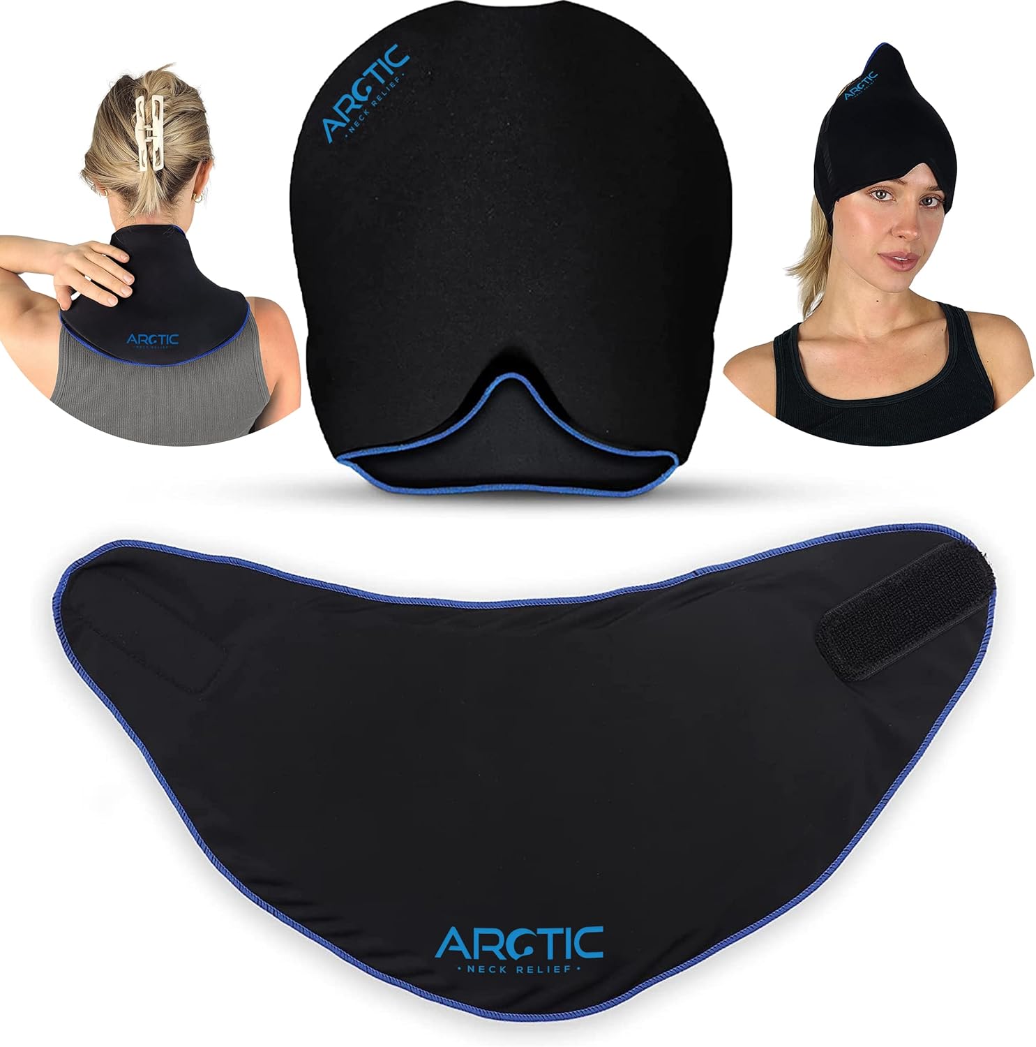 Amazon.com: Headache Hat, and Neck Ice Pack Wrap Gel Combo Pack | Cold ...