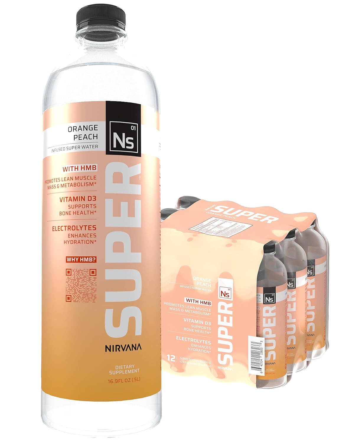 Amazon.com : Nirvana SUPER™ WATER - Orange Peach - HMB Infused Beverage ...