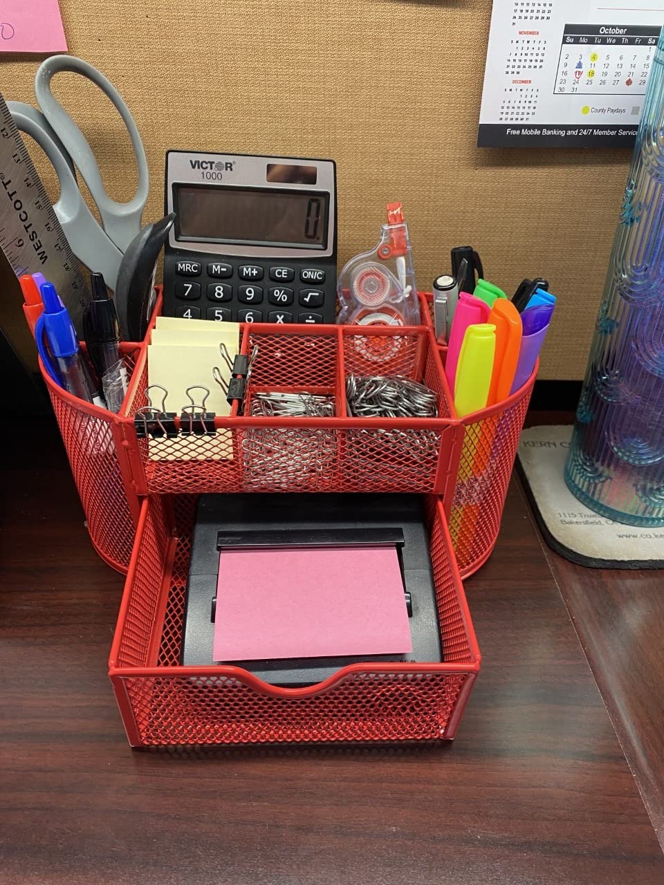 Amazon.com : Oval Mesh Desk Organizer, 9 Compartments- Green : Office ...