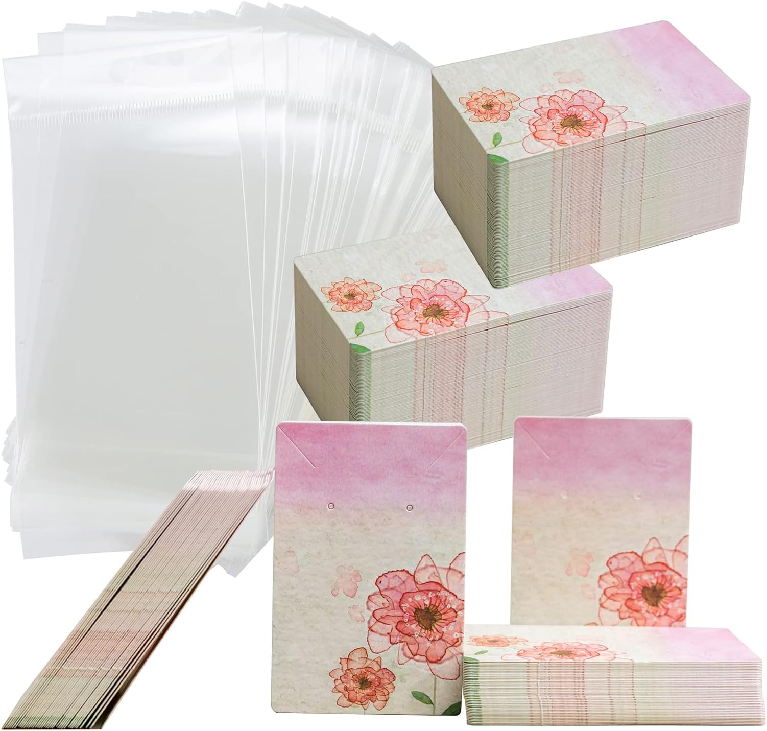 Amazon.com: 3.5" x 2.4" Pink Necklace Display Cards With Bags Earring ...