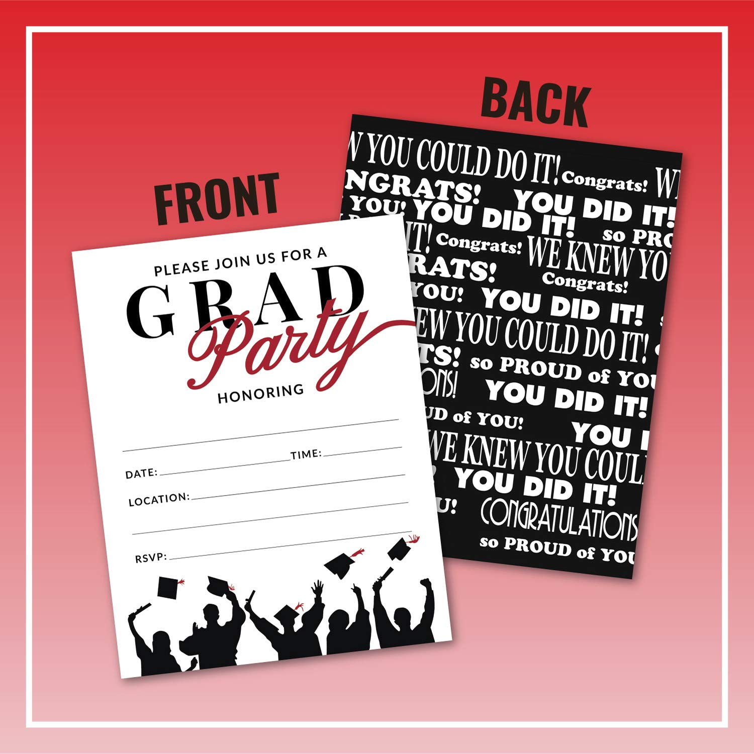 Red And Black Graduation Invitations Pomp Invitations In Red