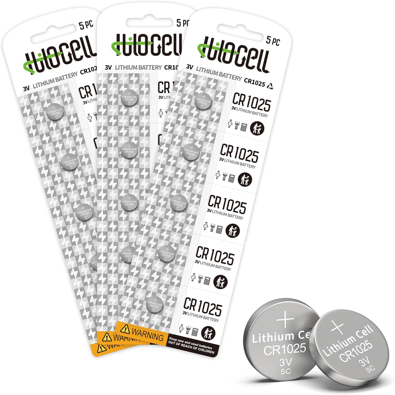 Amazon.com: hilocell CR1025 Lithium 3V Coin Battery 15 Pack, 3 Volt CR ...