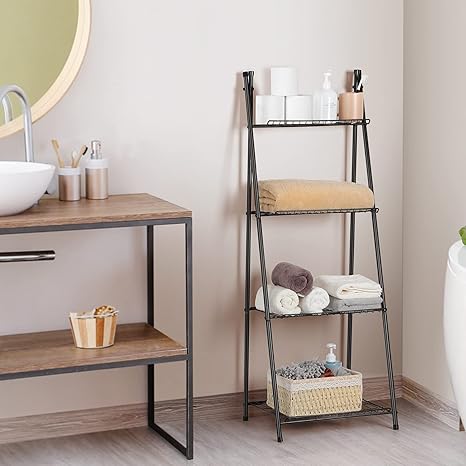 Amazon.com: OYEAL Bathroom Standing Shelf Bathroom Towel Storage 4 Tier ...
