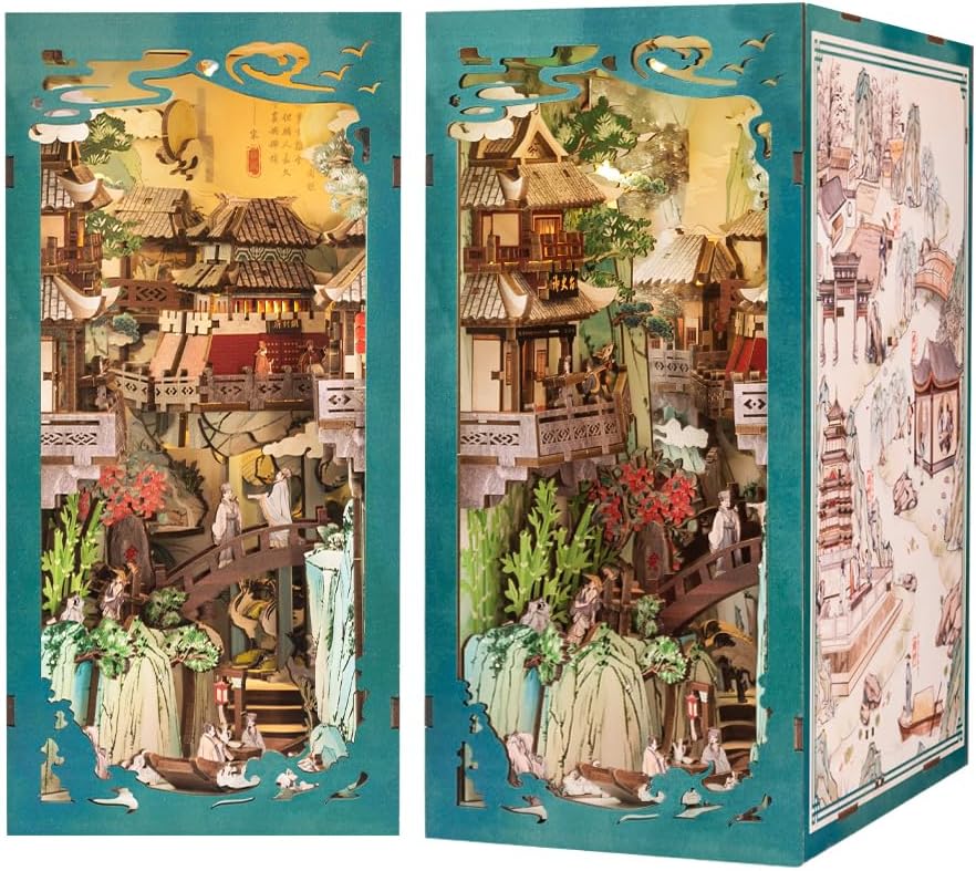 Amazon.com: Fsolis Book Nook Kit, DIY Miniature House Kit 3D Wooden ...