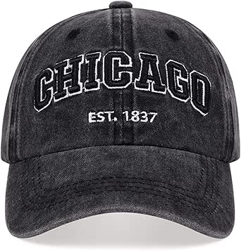 Chicago Hat for Men Women 3D Embroidery Vintage City Dad Hats Baseball ...