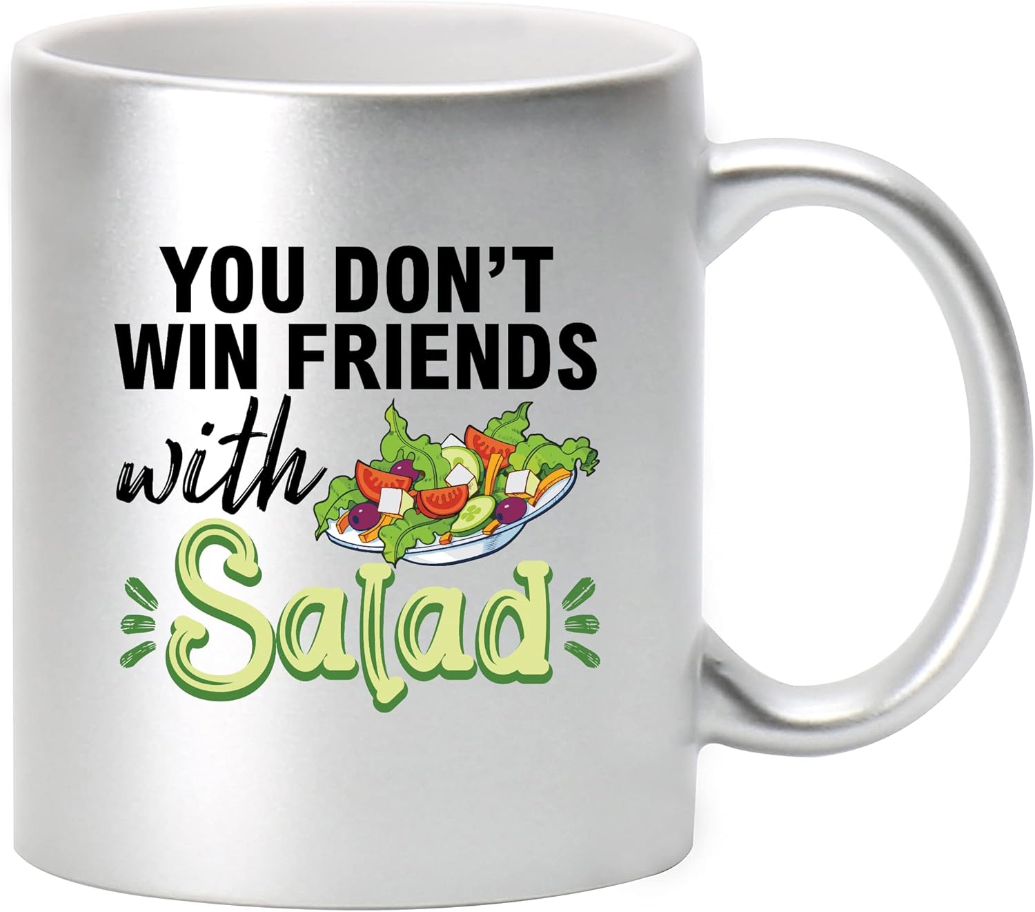 Amazon.com | Bbq You Dont Win Friends With Salad Metallic Silver Mug ...