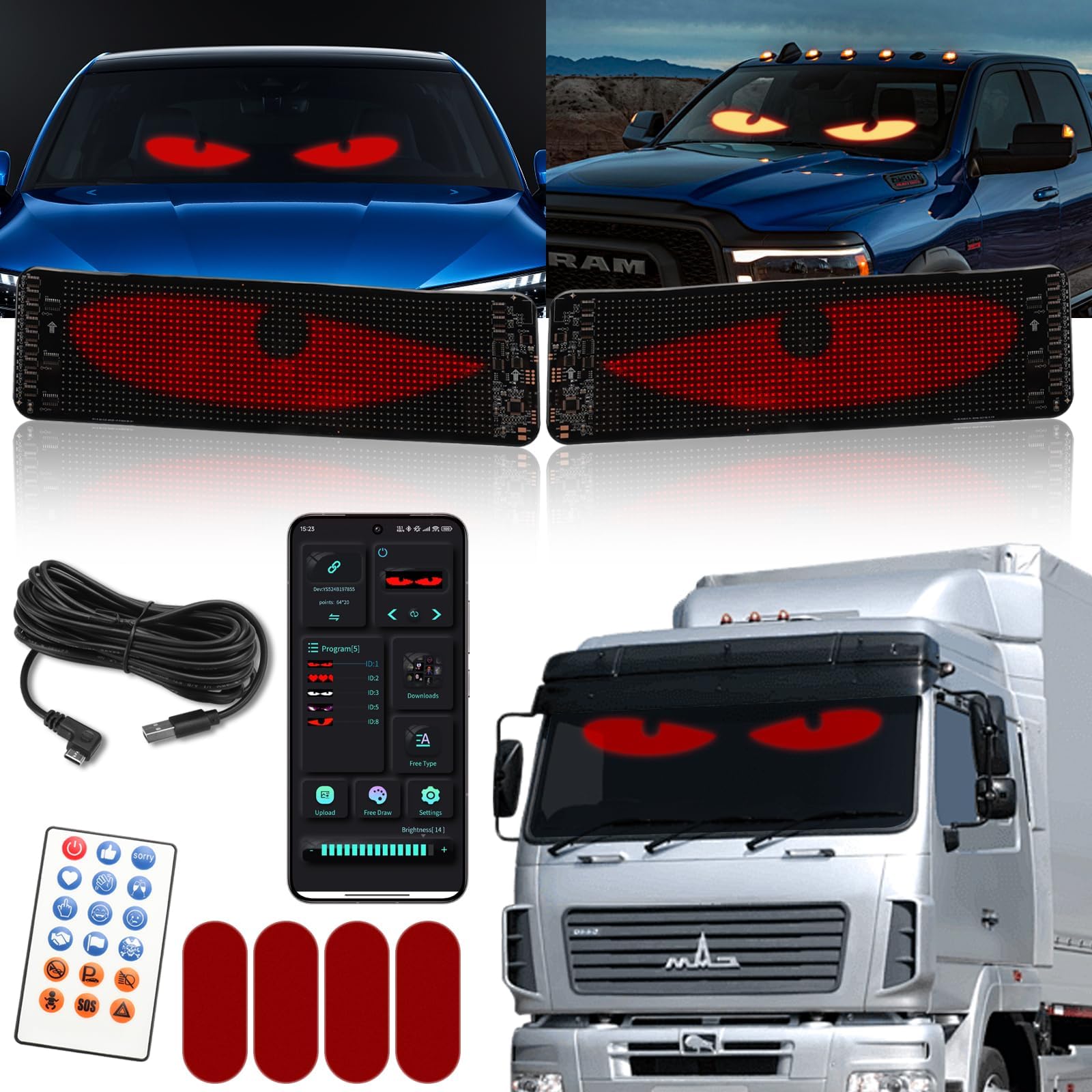 Amazon.com: 2PCS Devil Eyes Light for Cars, Dynamic Big Led Eyes for ...