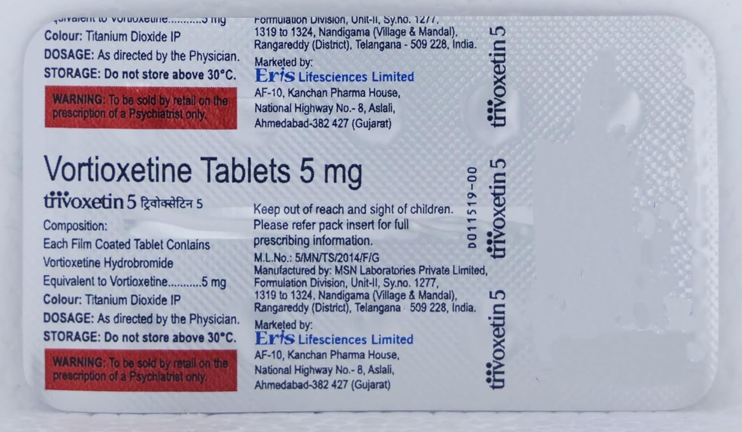 Trivoxetin 5 - Strip of 10 Tablets : Amazon.in: Health & Personal Care