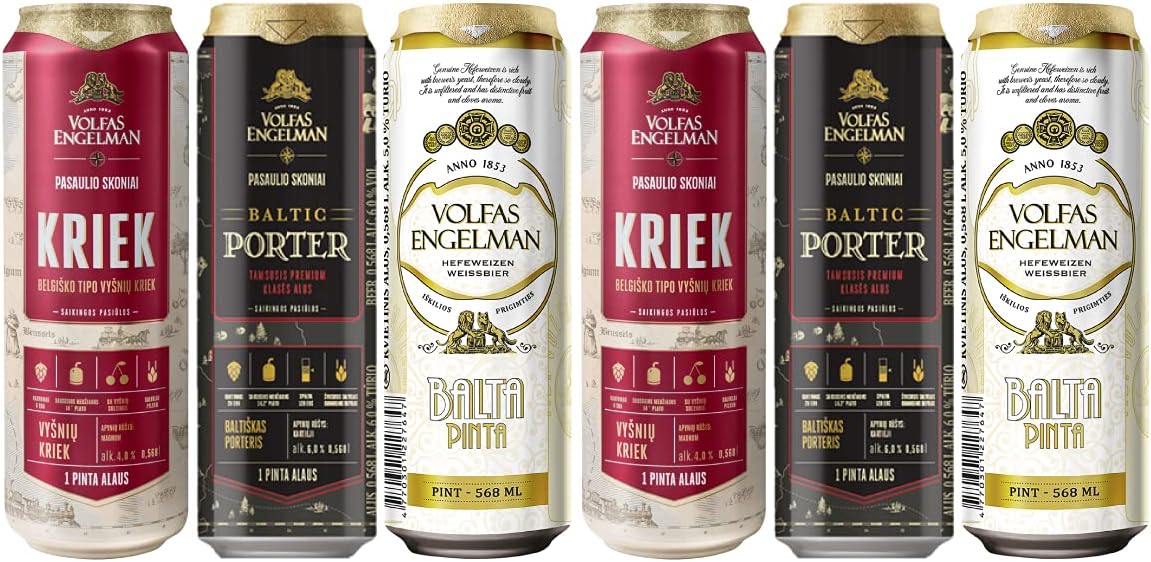 6 Pack Cervezas de Lituania Volfas Engleman 568ml lata : Amazon.com.mx ...