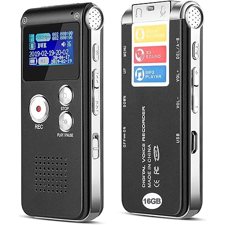 Amazon.com: 16GB Digital Voice Activated Recorder - Voice Recorder with ...