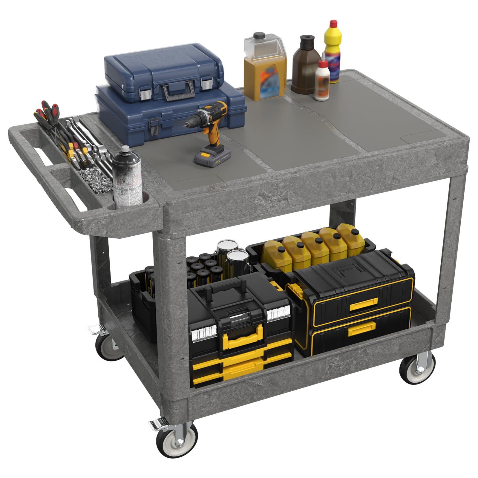 Snapklik.com : Large Garage Flat Top Utility Cart, Heavy Duty 2 Shelf ...