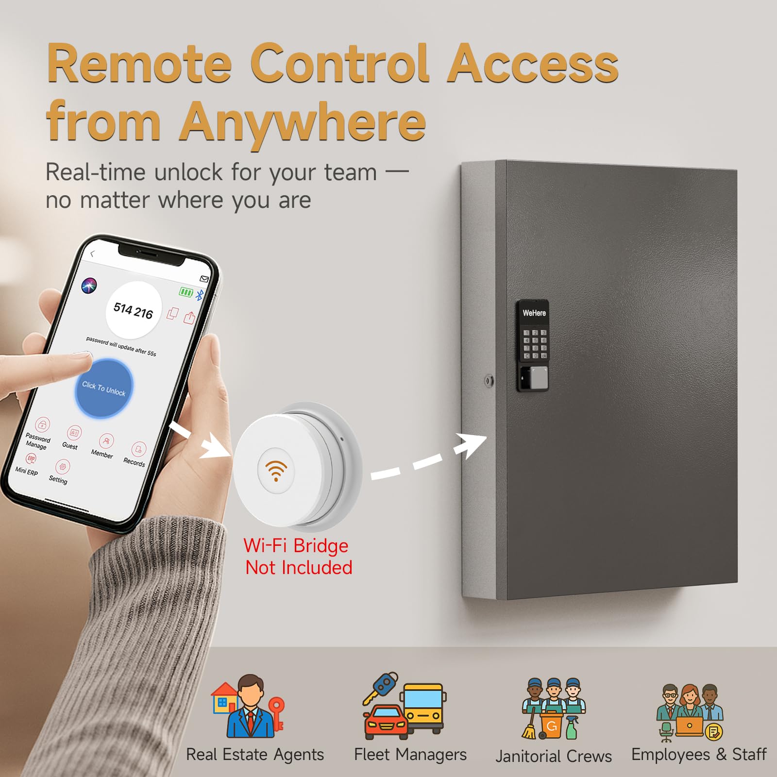 Snapklik.com : 192 Key Lock Box Wall Mount, Smart Key Cabinet, One Time ...