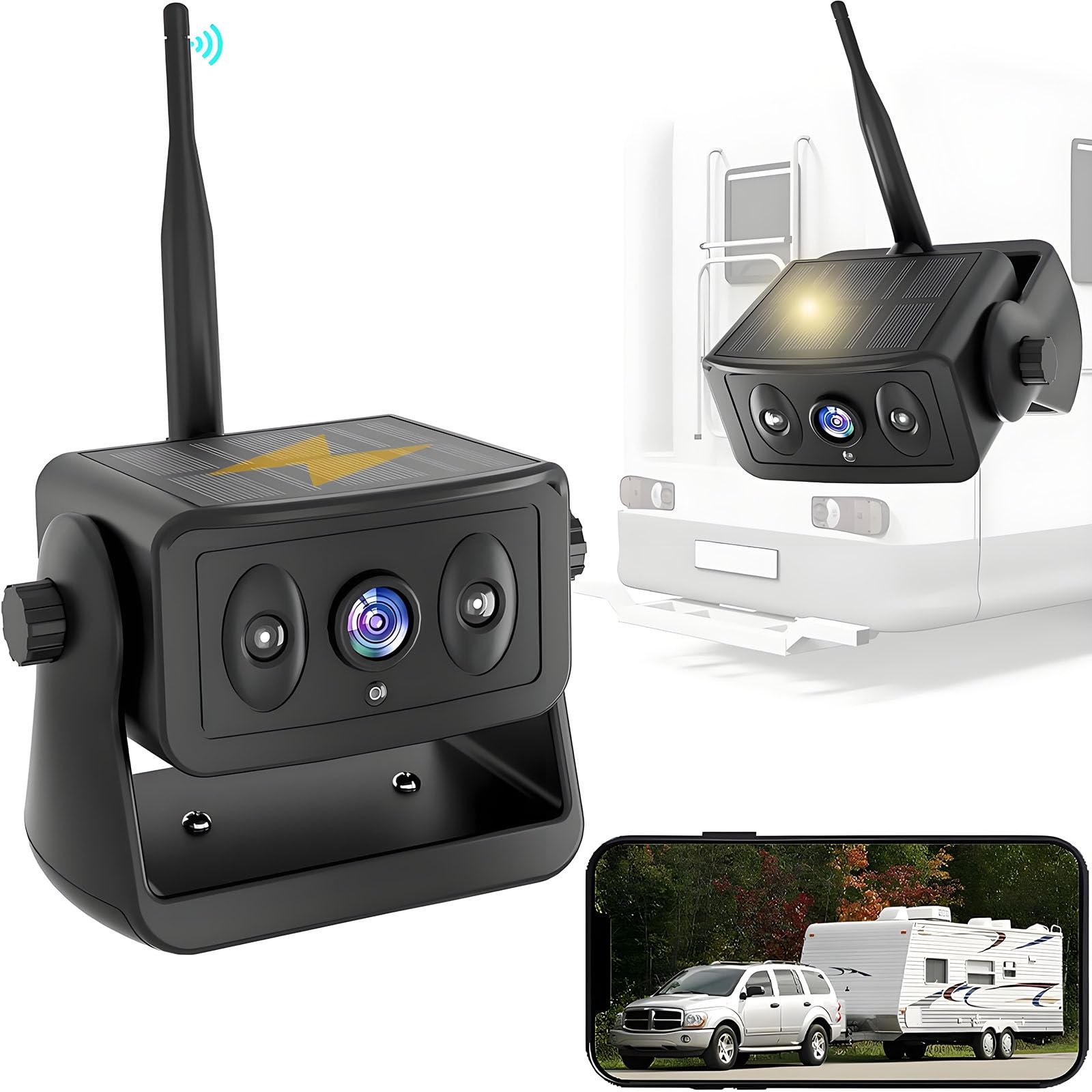 Amazon.com: Solar Wireless Backup Camera, 5G HD WiFi Rear View Camera ...