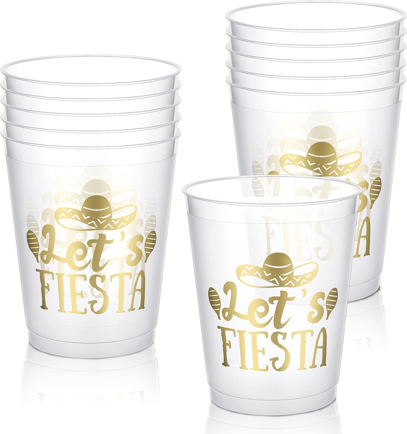 Amazon.com: Mexican Let's Fiesta Cups Reusable Fiesta Party Clear ...