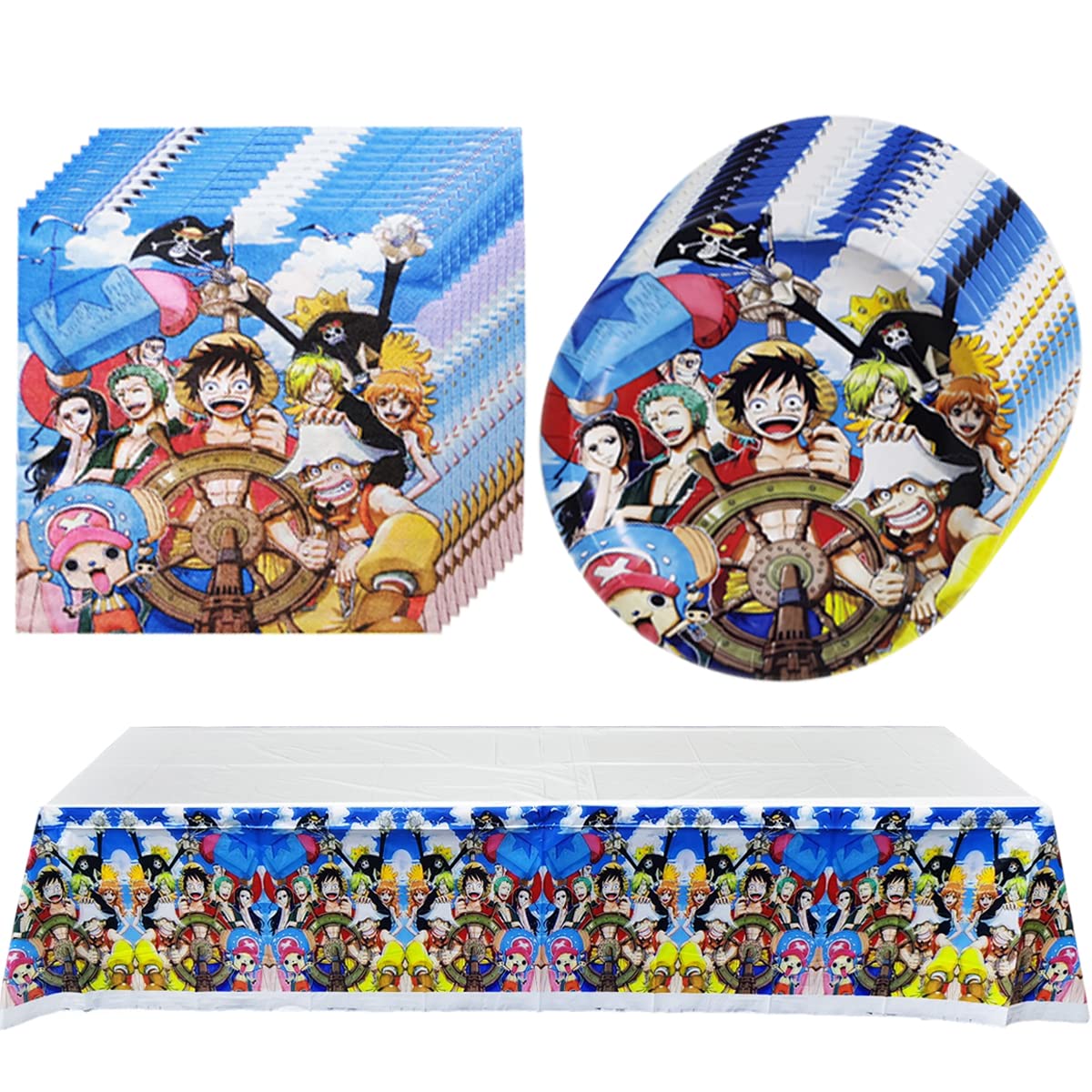 Amazon.com: OU GUAN One Piece Party Supplies, 20 Plates, 20 Napkins and ...