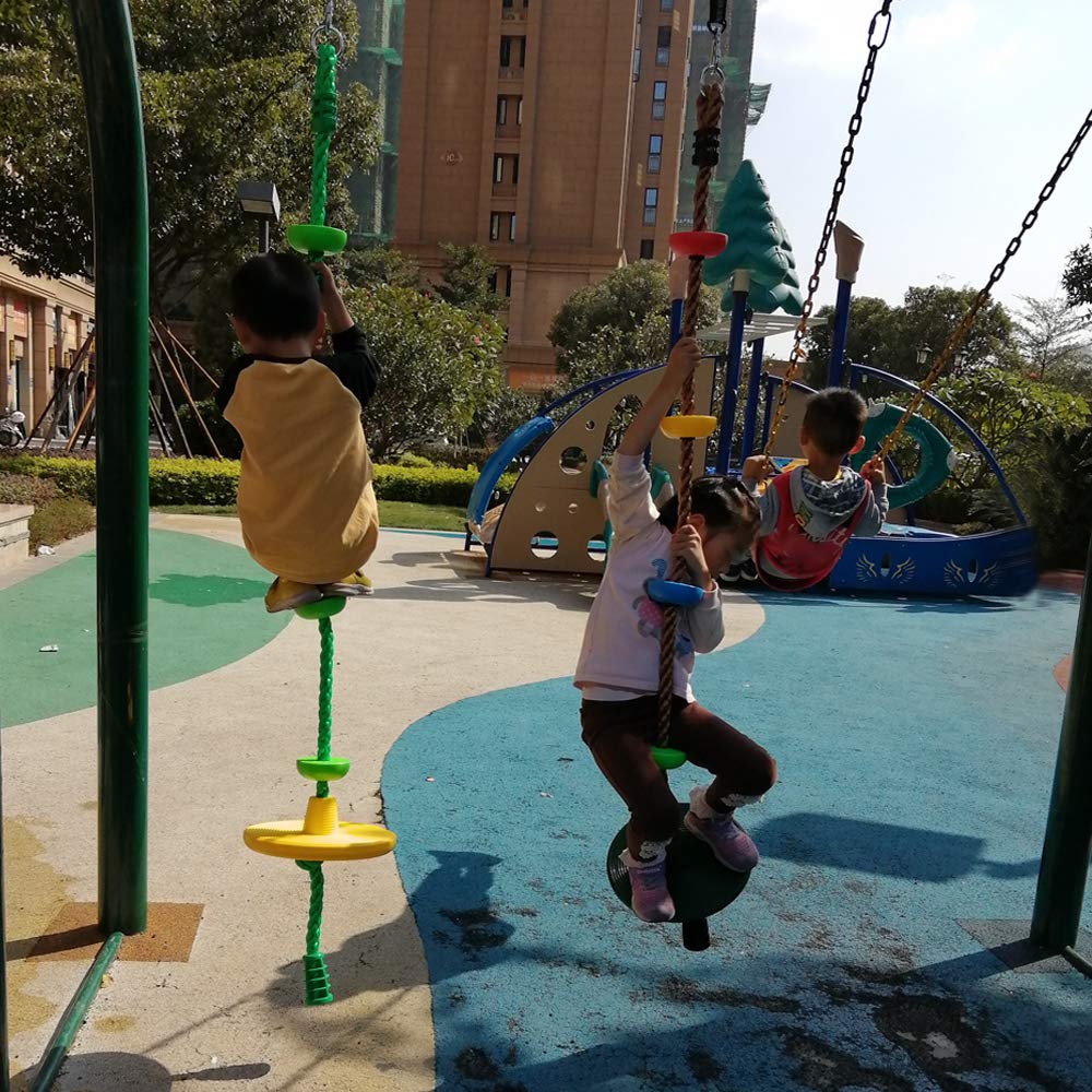 Climbing Rope Swing With Disc Seat And Platforms 6.5ft Climbing Rope Tree Swing With Disc Seat ...