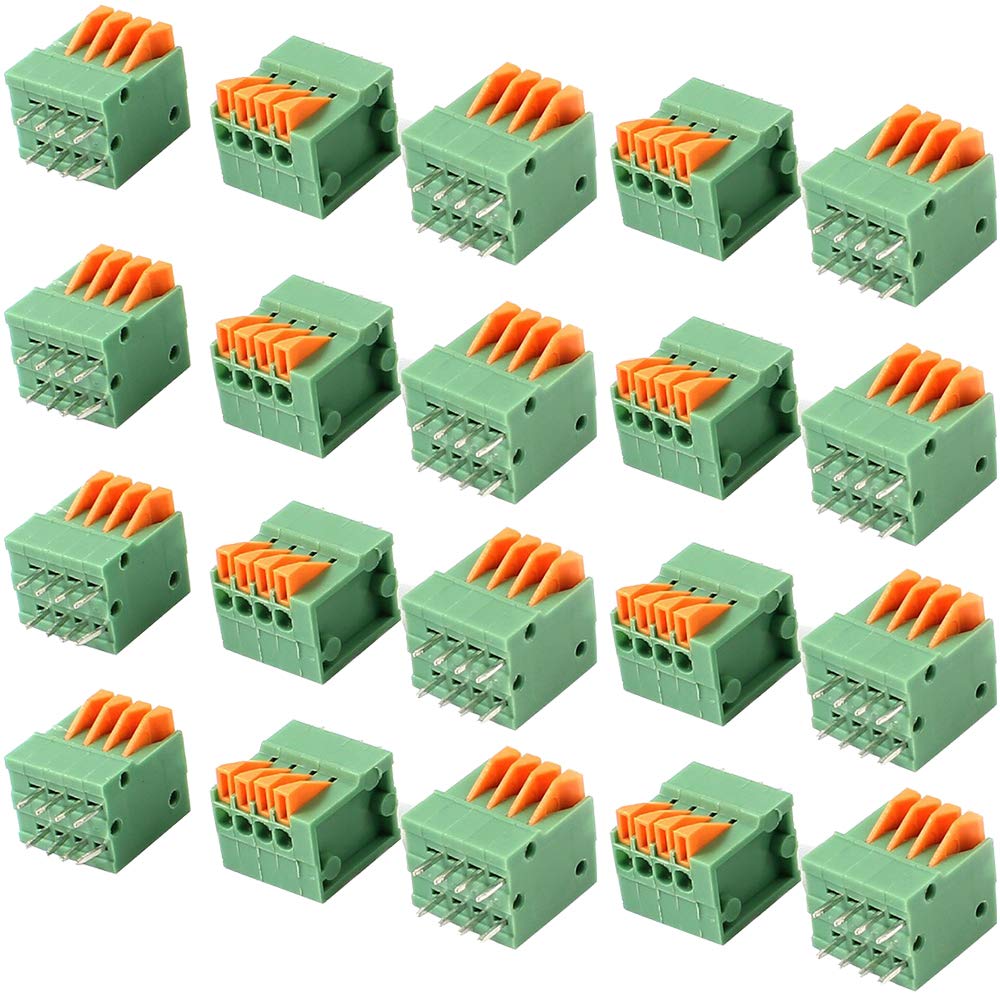 PCB Mount Spring Terminals Blocks YILEGOU 10 Pcs 4 Position PCB ...