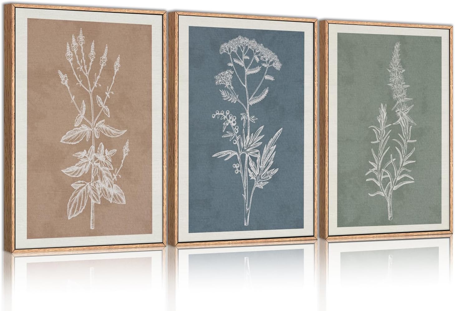 Amazon.com: HLNIUC Neutral Botanical Framed Wall Art Set, Boho ...