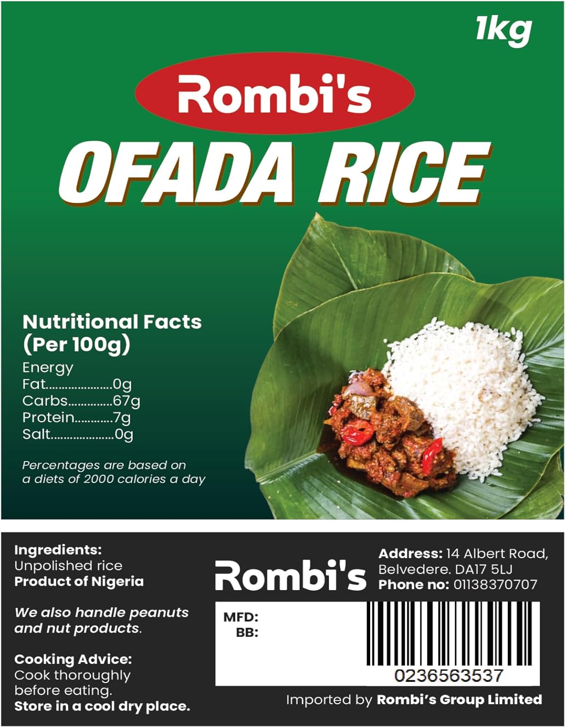 Rombis Ofada Rice 1kg : Amazon.co.uk: Grocery