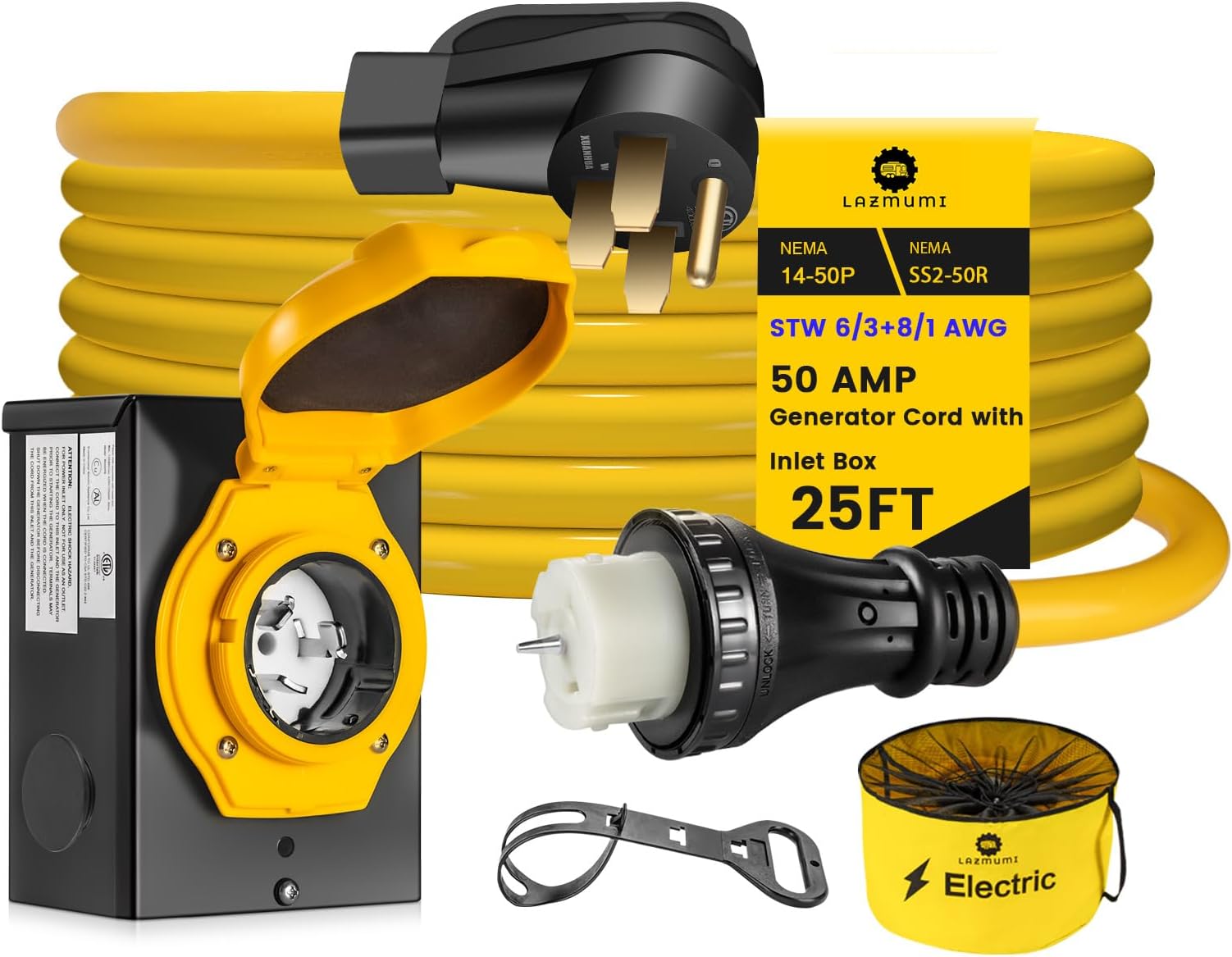 Amazon.com: WEN PC1405 2 3 ft. 10-Gauge SJTW Generator Extension Cord ...