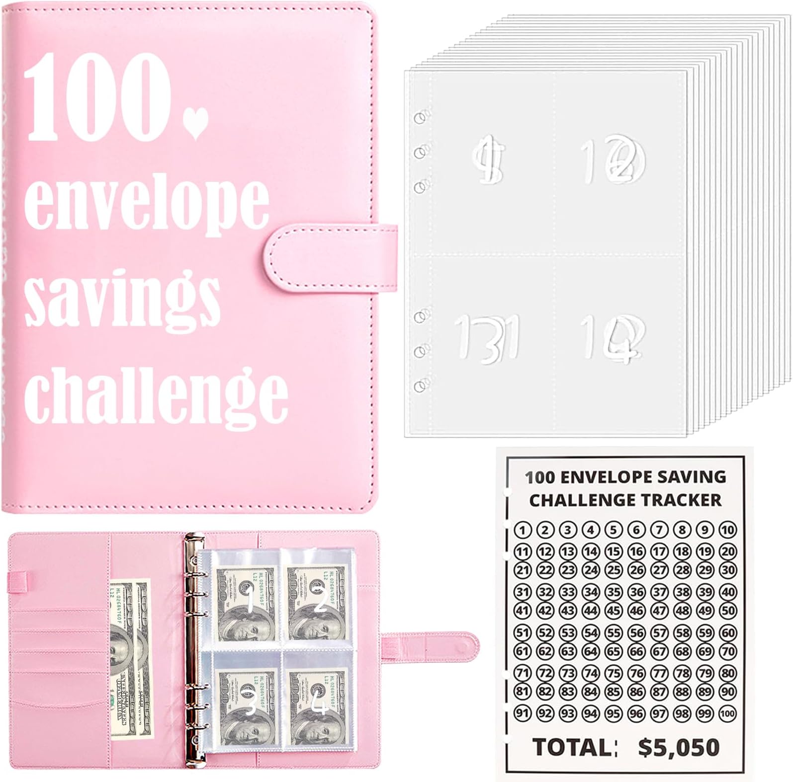 Amazon.com : Luweoxy 100 Envelope Challenge Binder Money Saving Binder ...