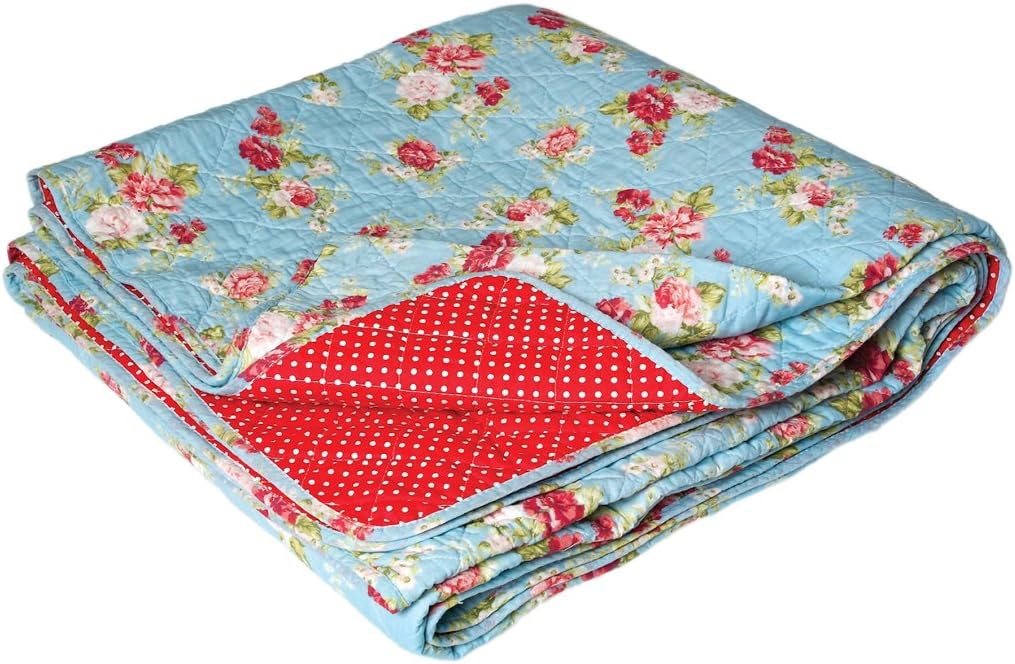 Amazon.com: Cottage Rose Blue Quilted Bedspread : Home & Kitchen