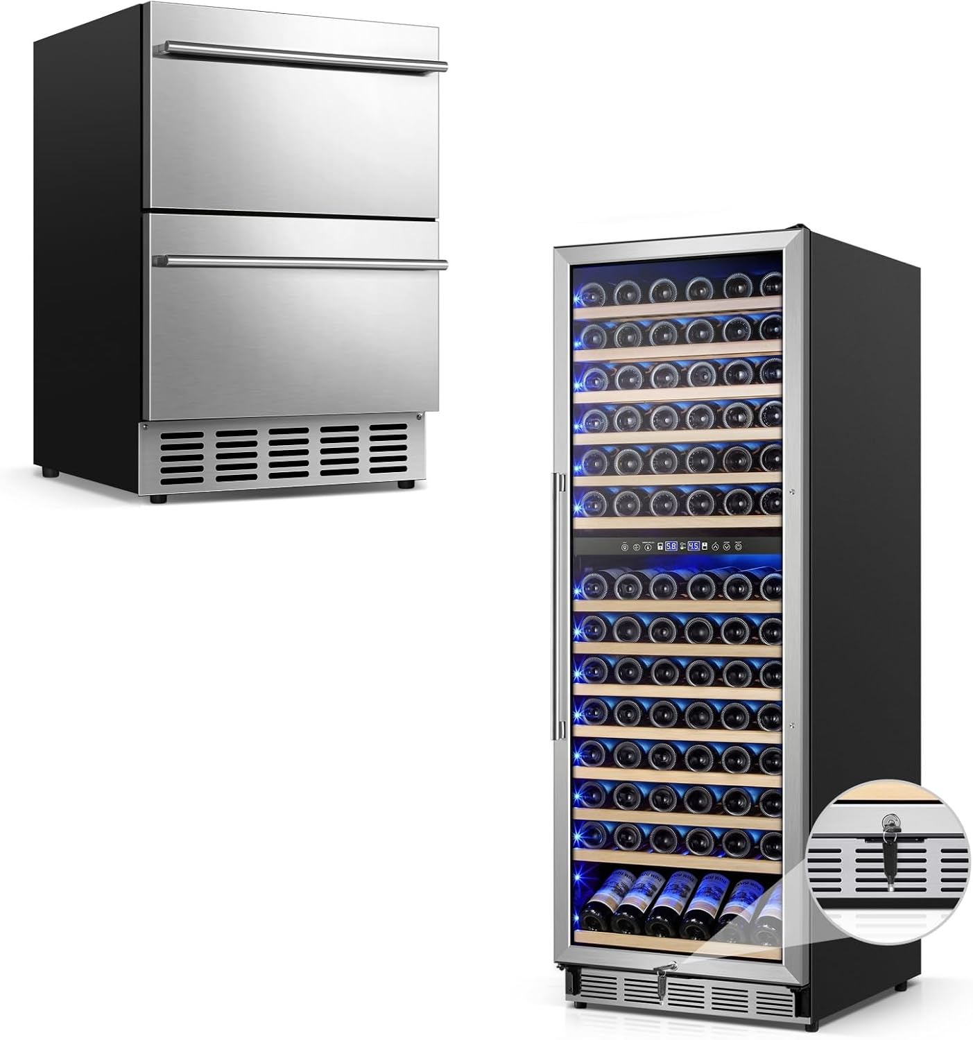 Amazon.com: 24 Inch Wine Cooler Dual Zone and Under Counter Drawer ...