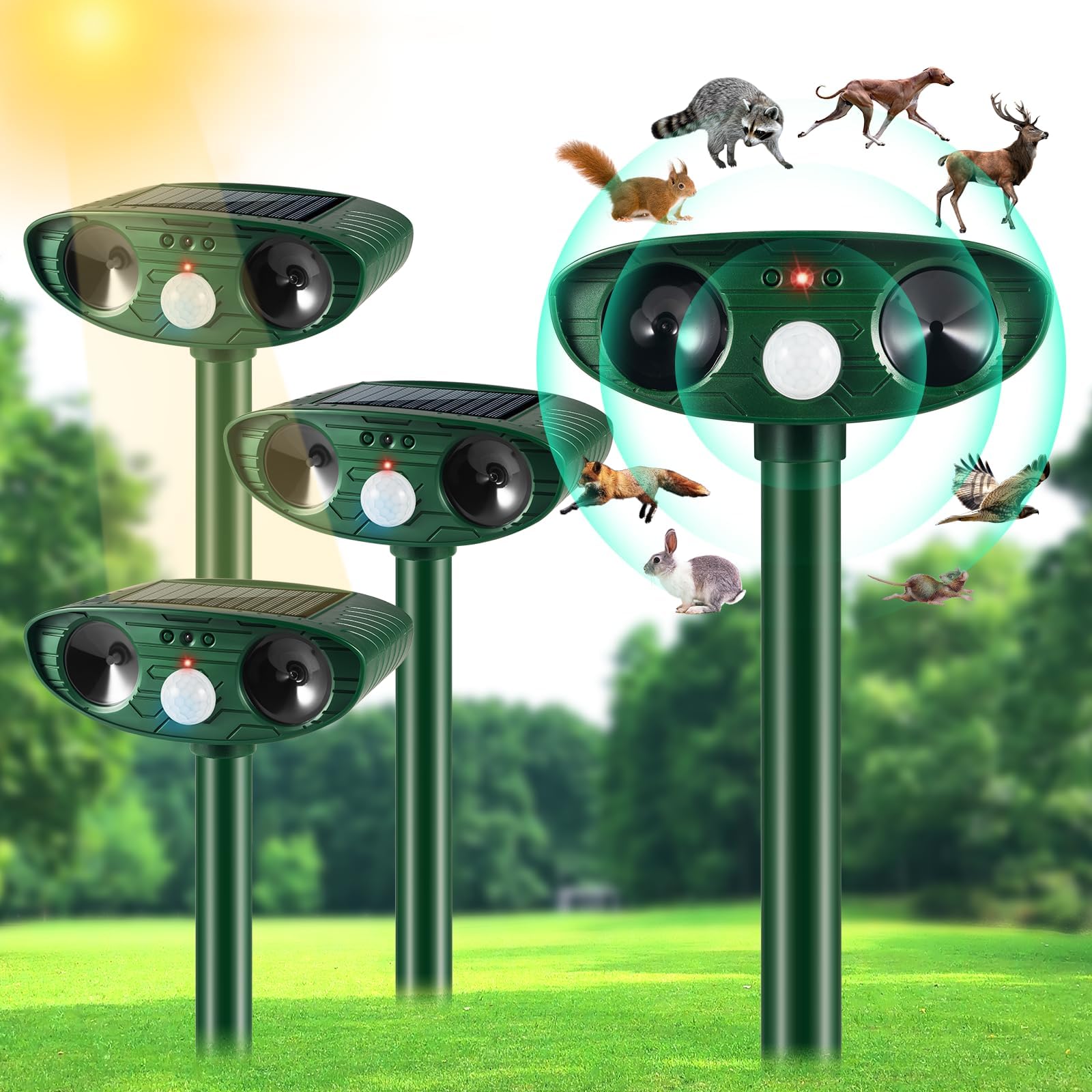 Amazon.com: 2024 Upgraded Animal Repellent Outdoor,4 Pack Solar Deer ...