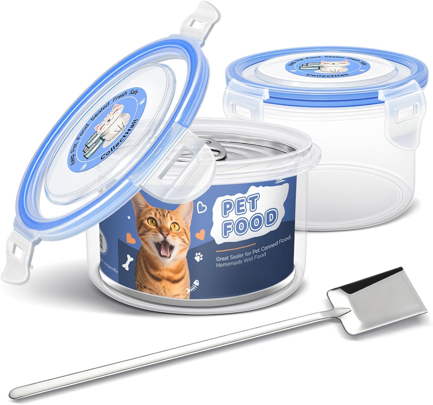 Amazon.com: CollectHall 2 Pack Cat Food Can Covers Lids, Reusable ...