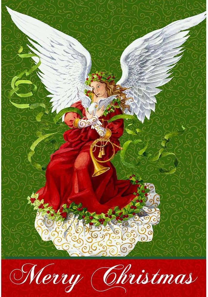 Amazon.com: Merry Christmas Messenger Angel and Trumpet 18 x 13 ...
