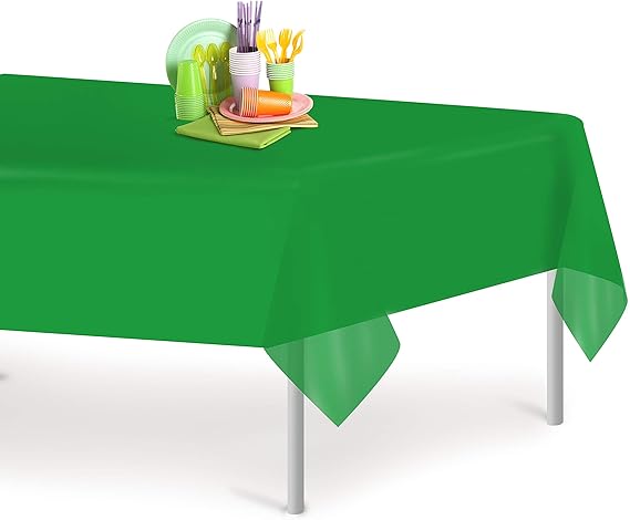 Amazon.com: Green 12 Pack Premium Disposable Plastic Tablecloth For ...