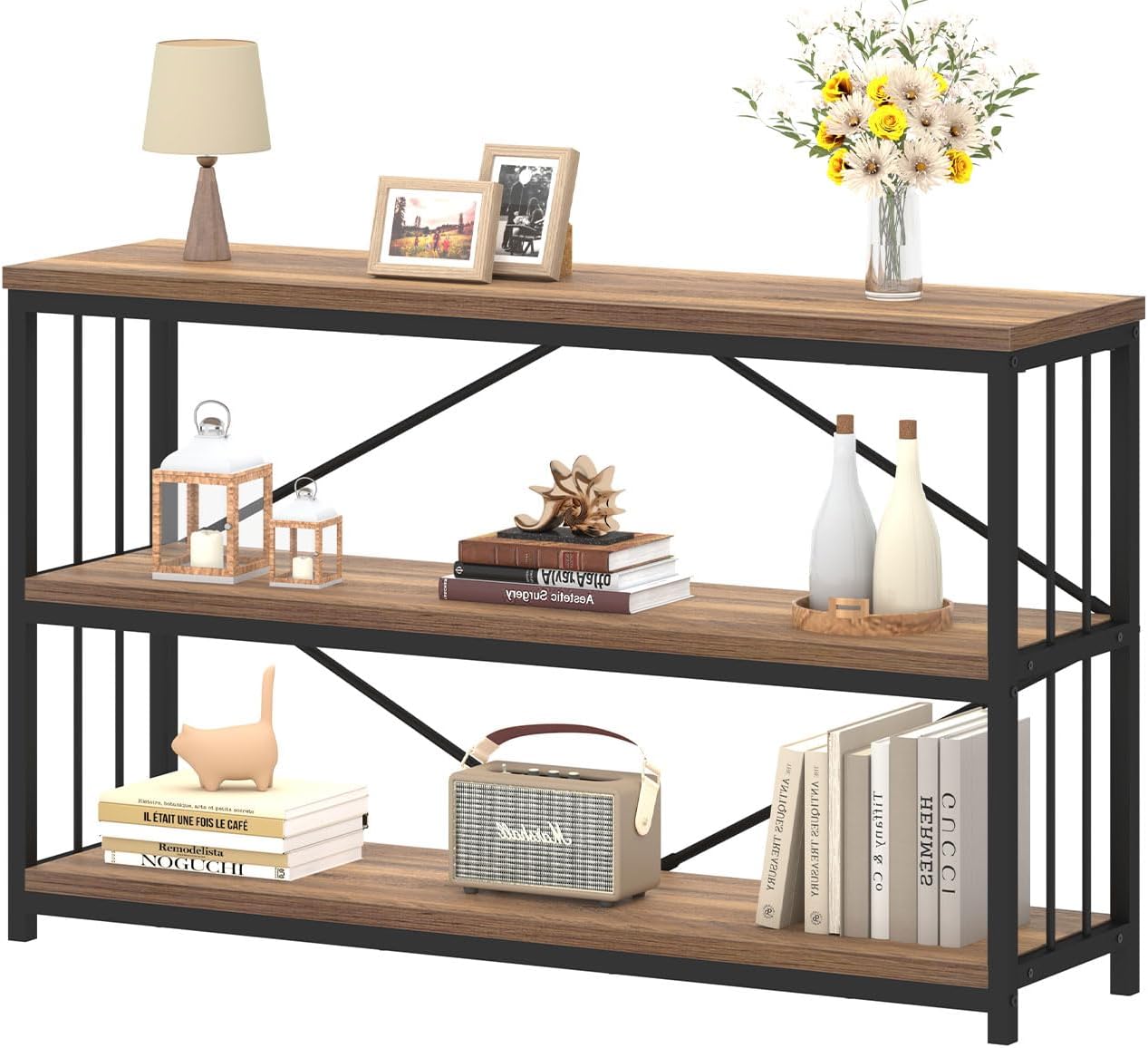 Amazon.com: IBF 3 Tier Bookshelf Storage Organizer, Industrial Short ...